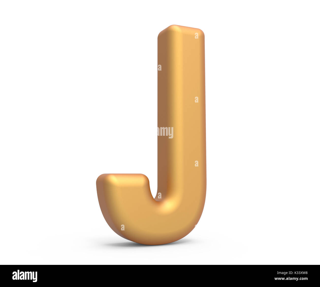 golden letter J, 3D rendering thin and tall alphabet in matte golden ...