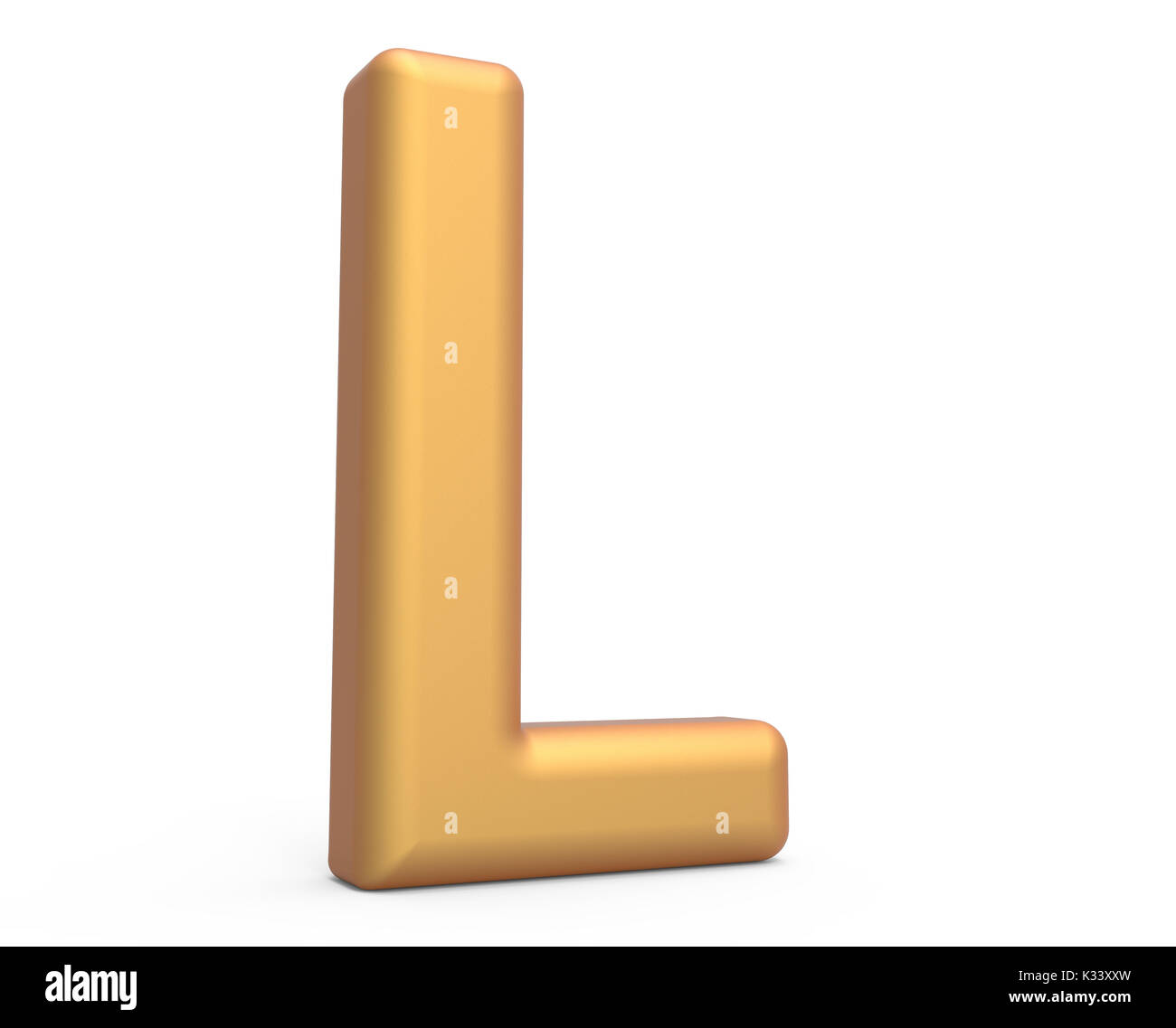 golden letter L, 3D rendering thin and tall alphabet in matte golden ...
