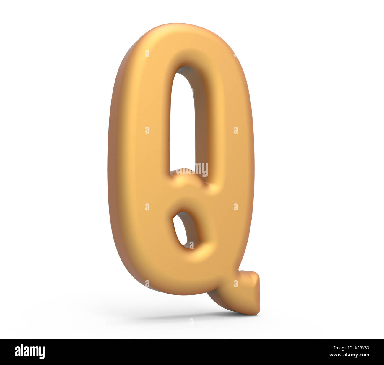 golden letter Q, 3D rendering thin and tall alphabet in matte golden ...
