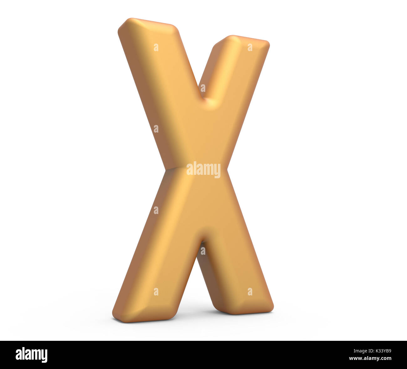 golden letter X, 3D rendering thin and tall alphabet in matte golden ...
