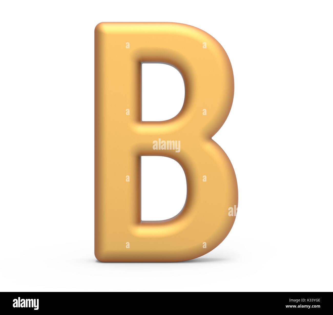 golden letter B, 3D rendering thin and tall alphabet in matte golden ...