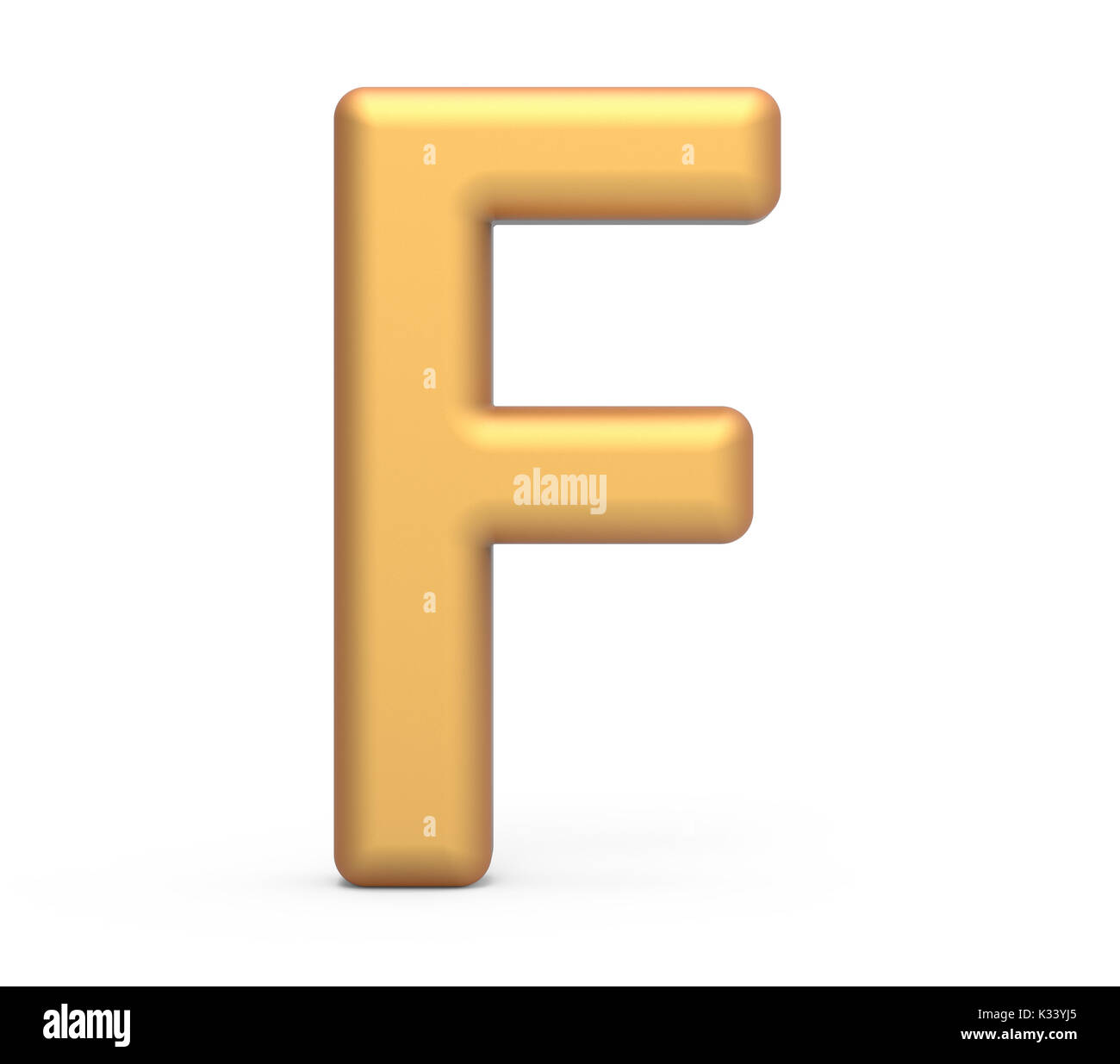 golden letter F, 3D rendering thin and tall alphabet in matte golden ...