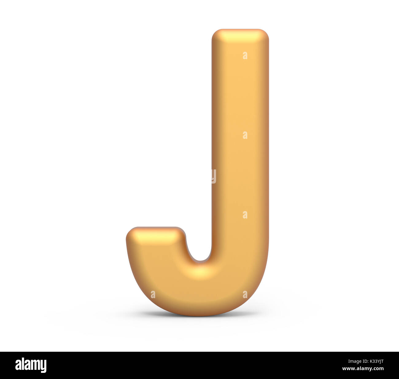 golden letter J, 3D rendering thin and tall alphabet in matte golden ...