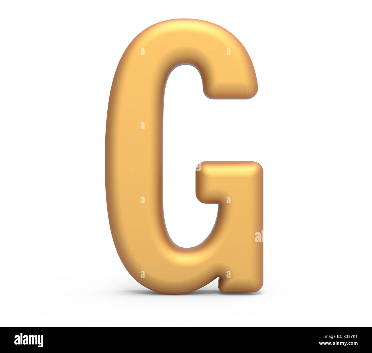 golden letter G, 3D rendering thin and tall alphabet in matte golden ...