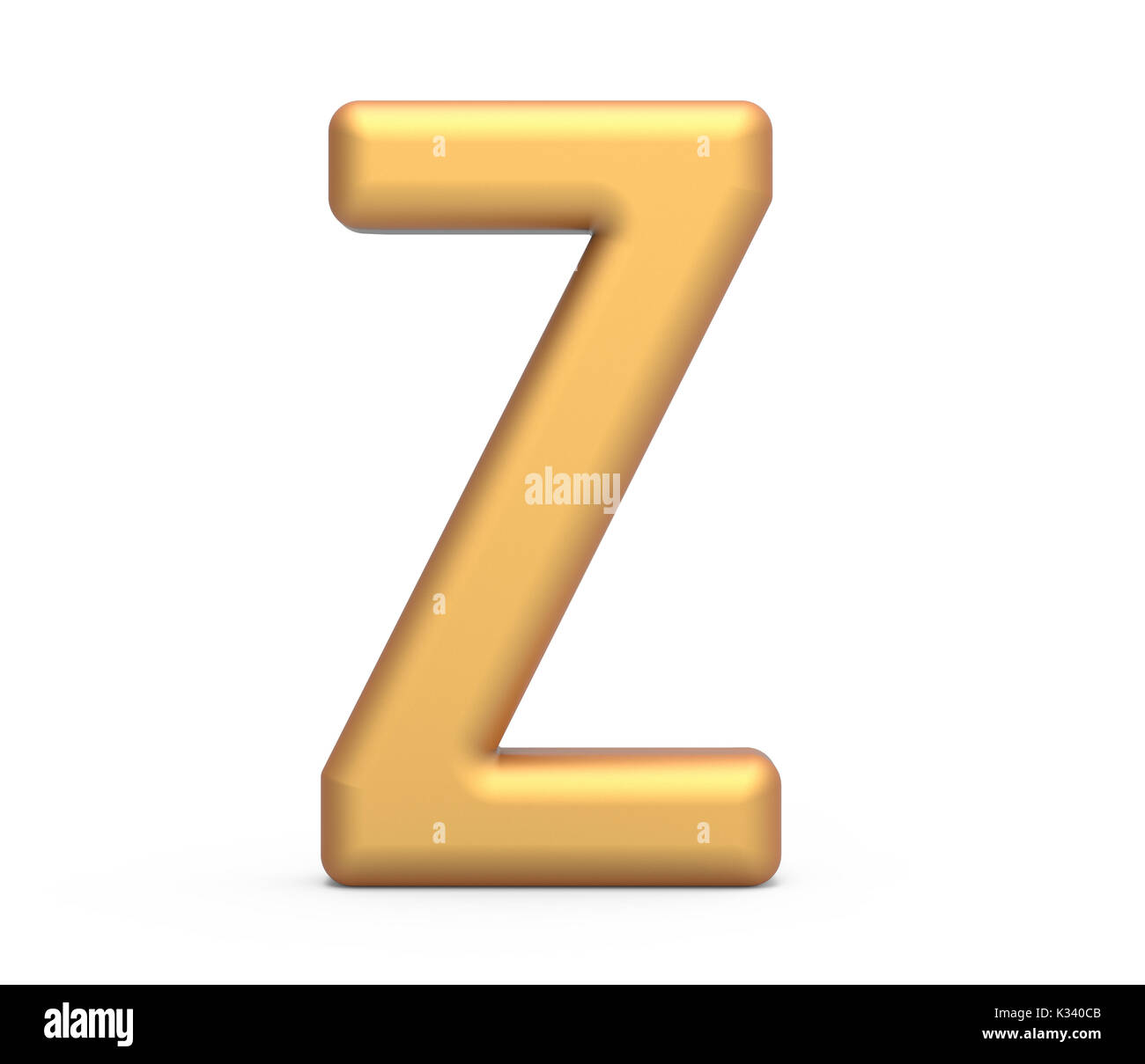 golden letter Z, 3D rendering thin and tall alphabet in matte golden ...