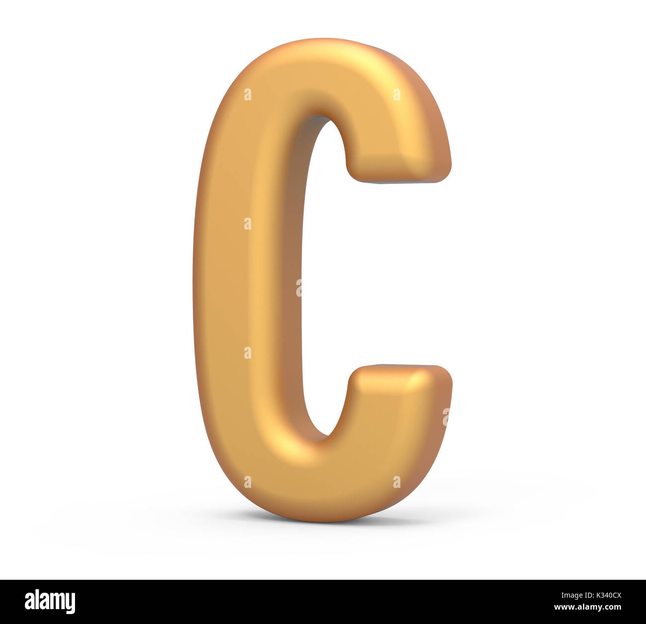 golden letter C, 3D rendering thin and tall alphabet in matte golden ...