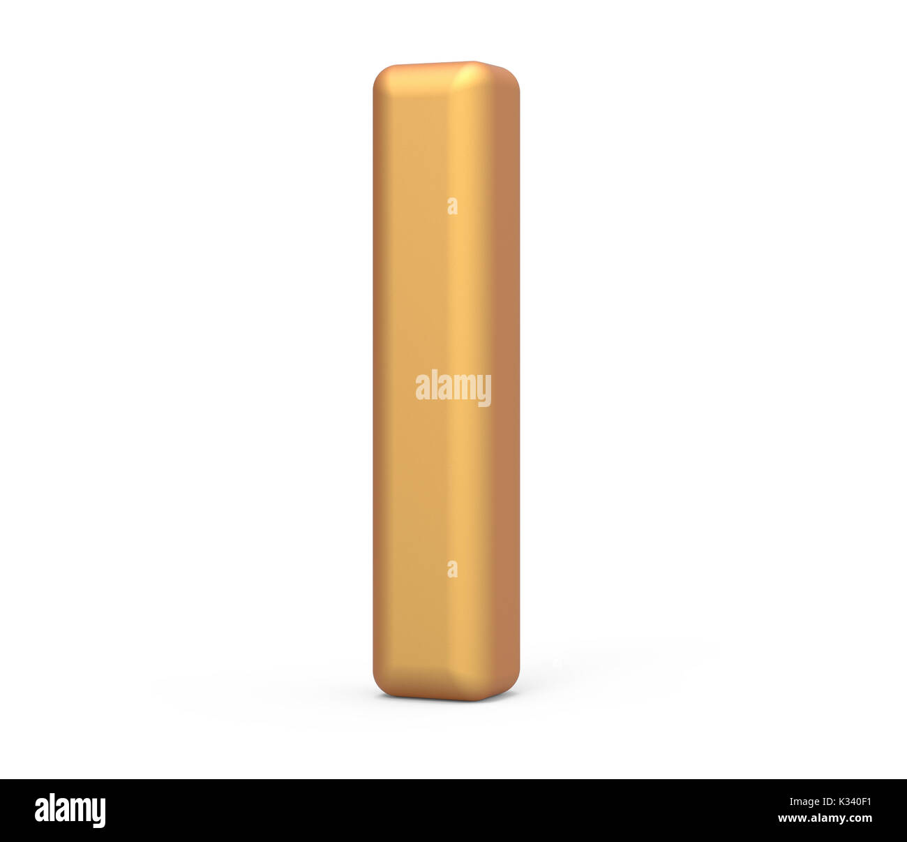 golden letter I, 3D rendering thin and tall alphabet in matte golden ...