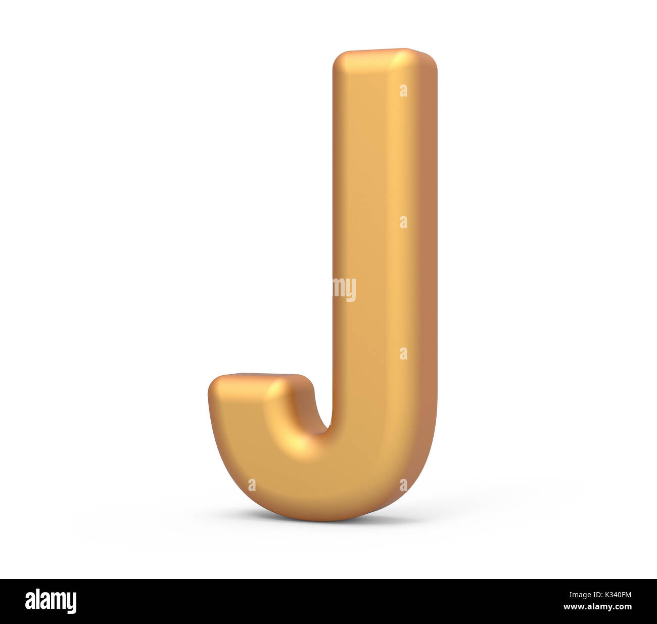 golden letter J, 3D rendering thin and tall alphabet in matte golden ...