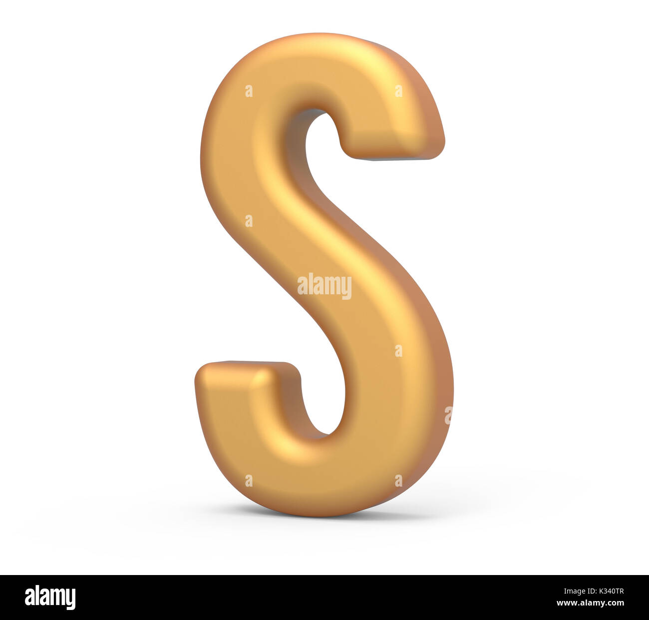 golden letter S, 3D rendering thin and tall alphabet in matte golden ...