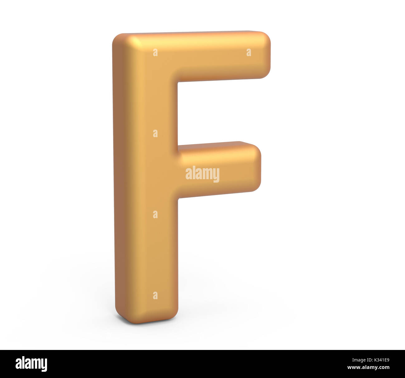 golden letter F, 3D rendering thin and tall alphabet in matte golden ...