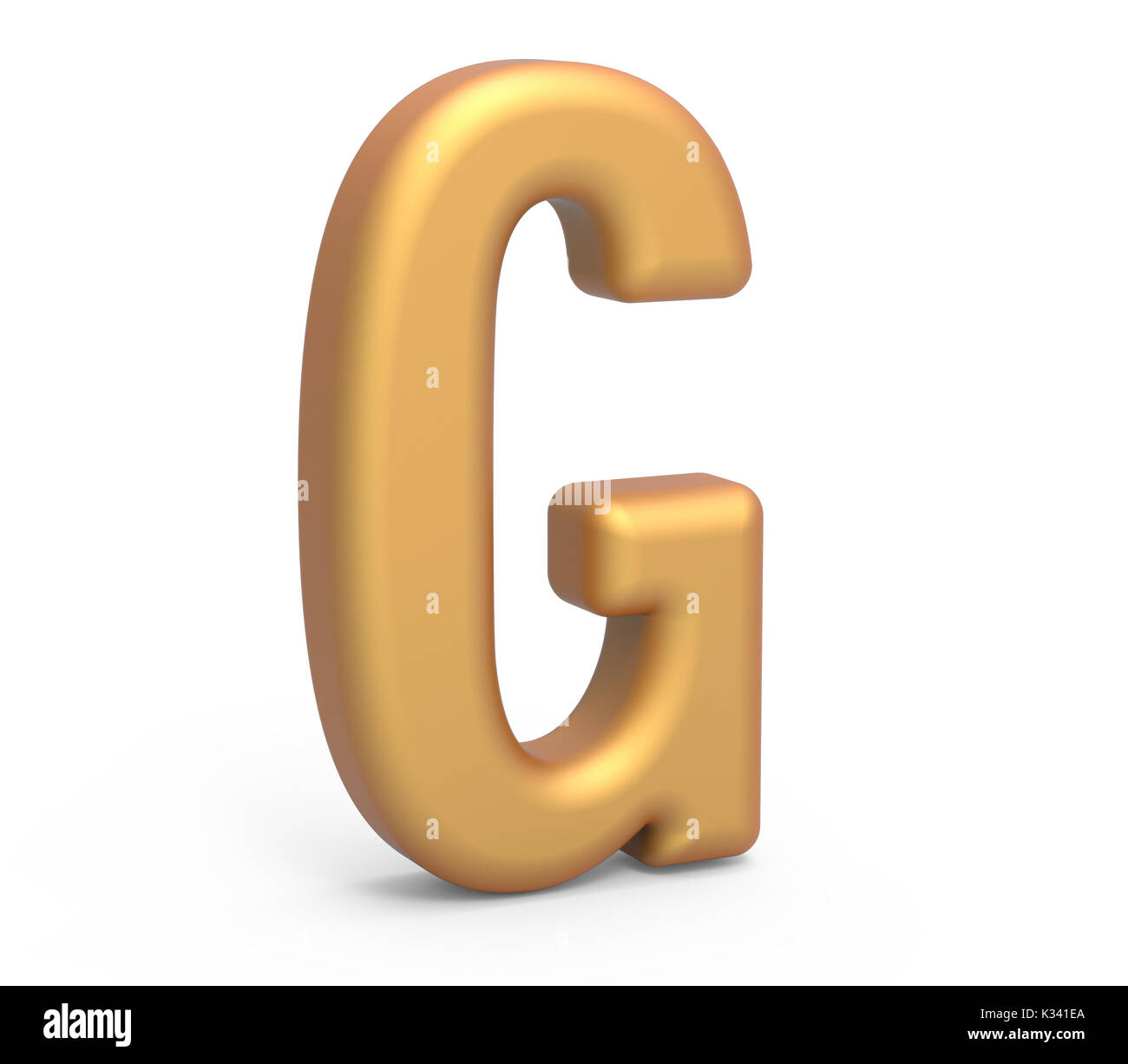 golden letter G, 3D rendering thin and tall alphabet in matte golden ...