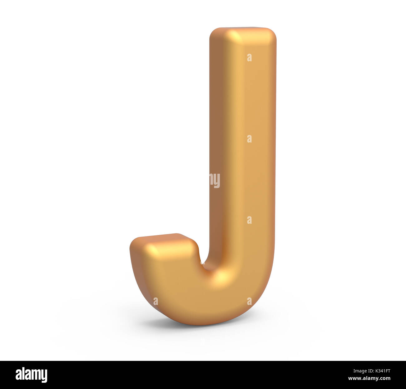 golden letter J, 3D rendering thin and tall alphabet in matte golden ...