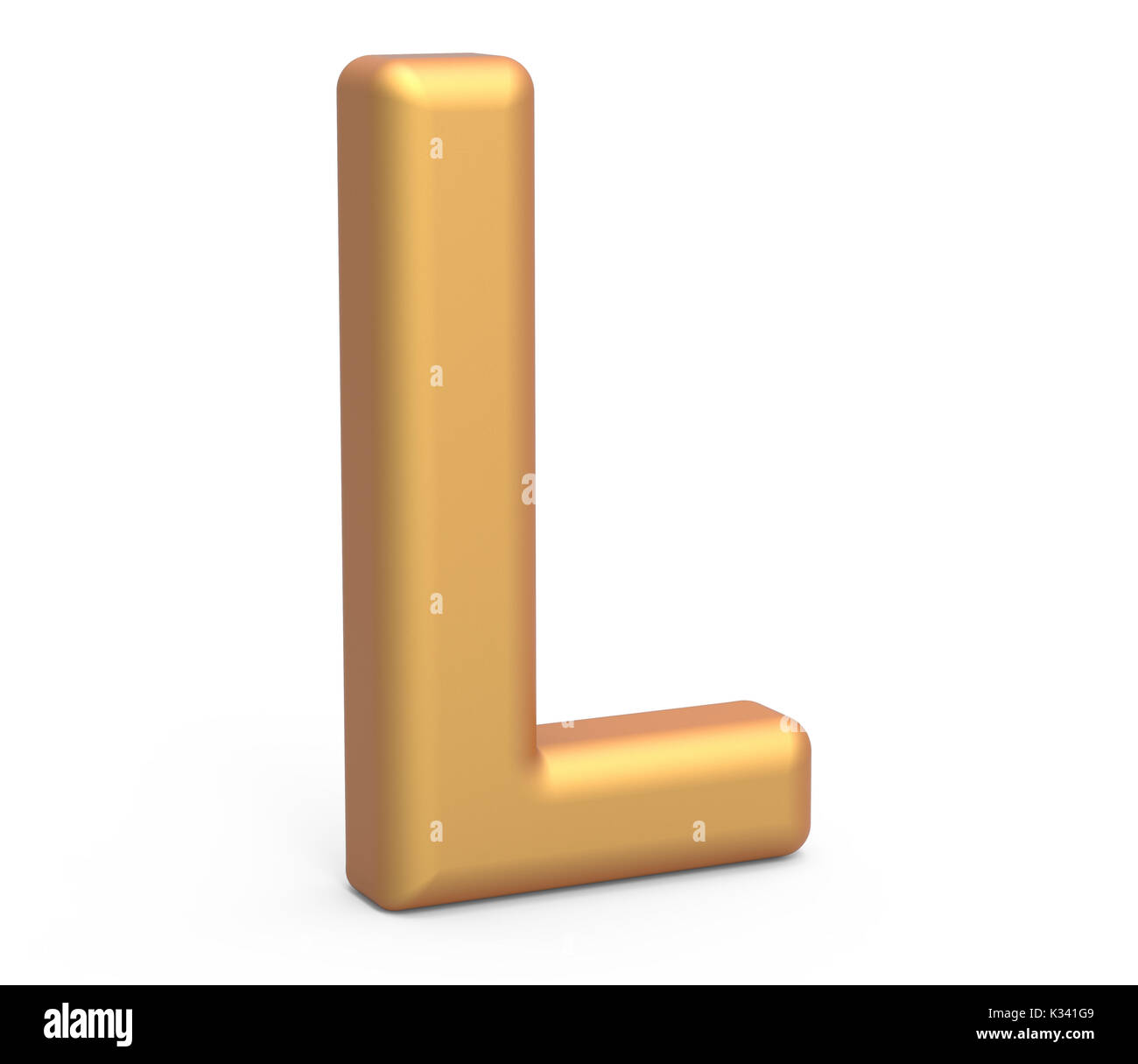 golden letter L, 3D rendering thin and tall alphabet in matte golden ...