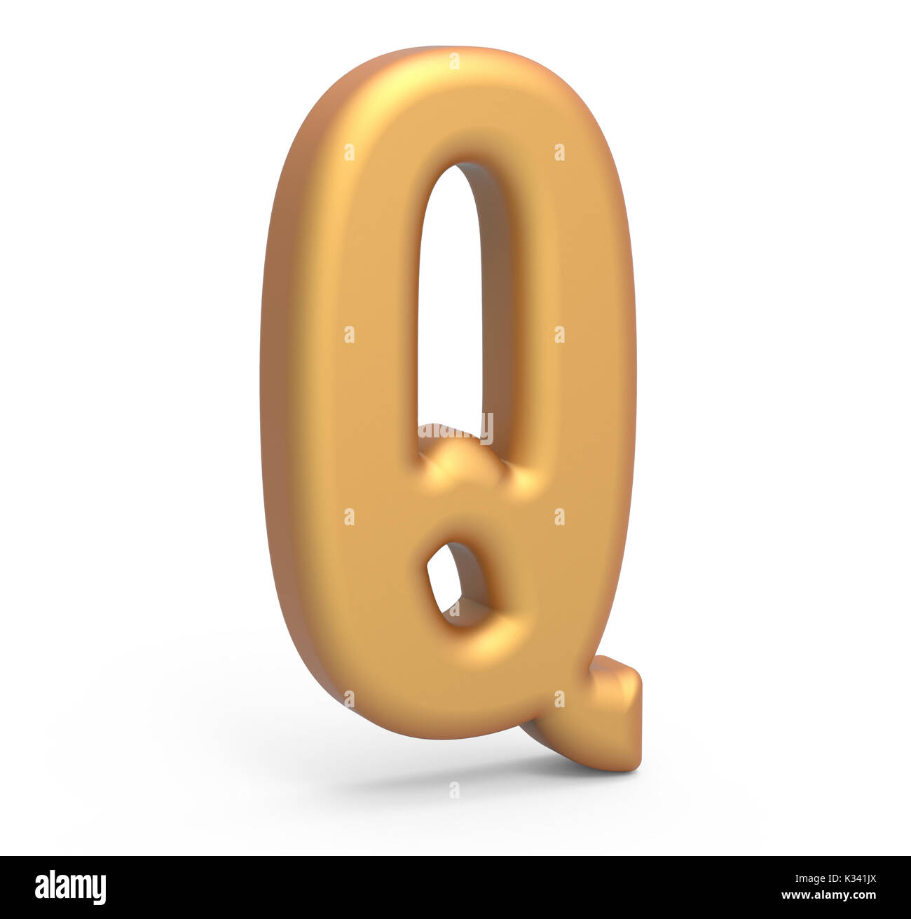 golden letter Q, 3D rendering thin and tall alphabet in matte golden ...