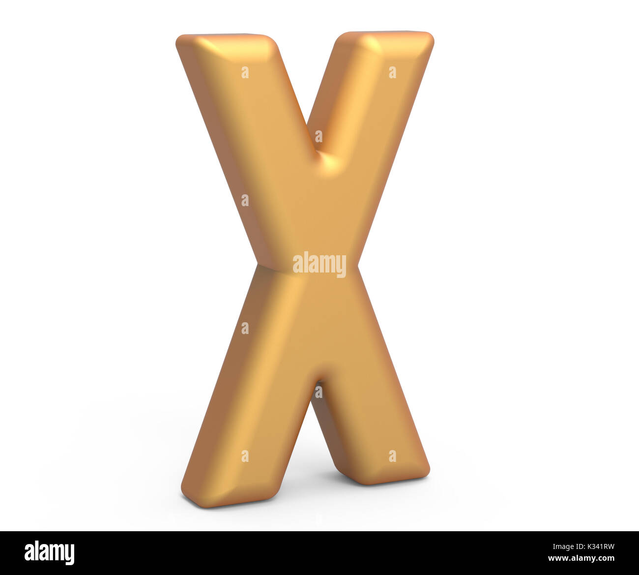 golden letter X, 3D rendering thin and tall alphabet in matte golden ...
