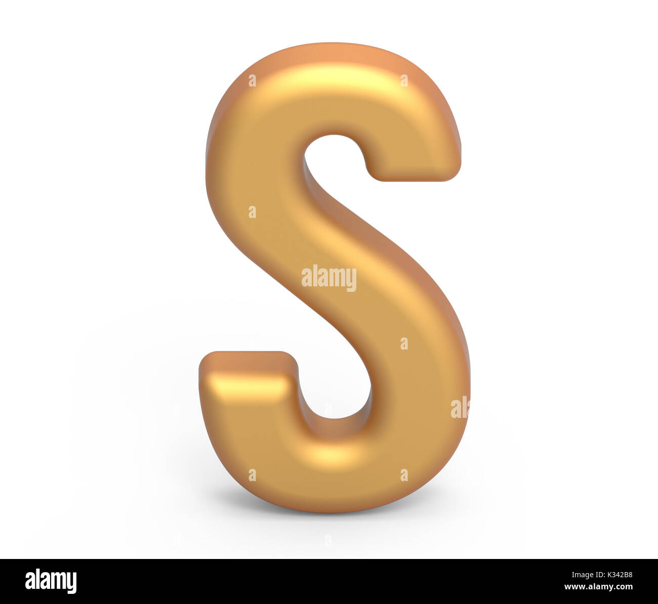 golden letter S, 3D rendering thin and tall alphabet in matte golden ...