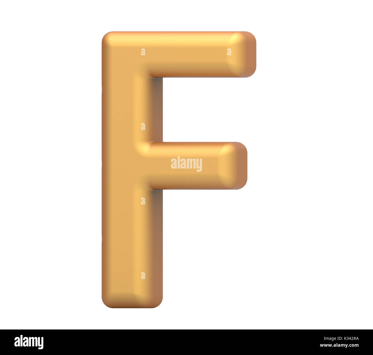 golden letter F, 3D rendering thin and tall alphabet in matte golden ...