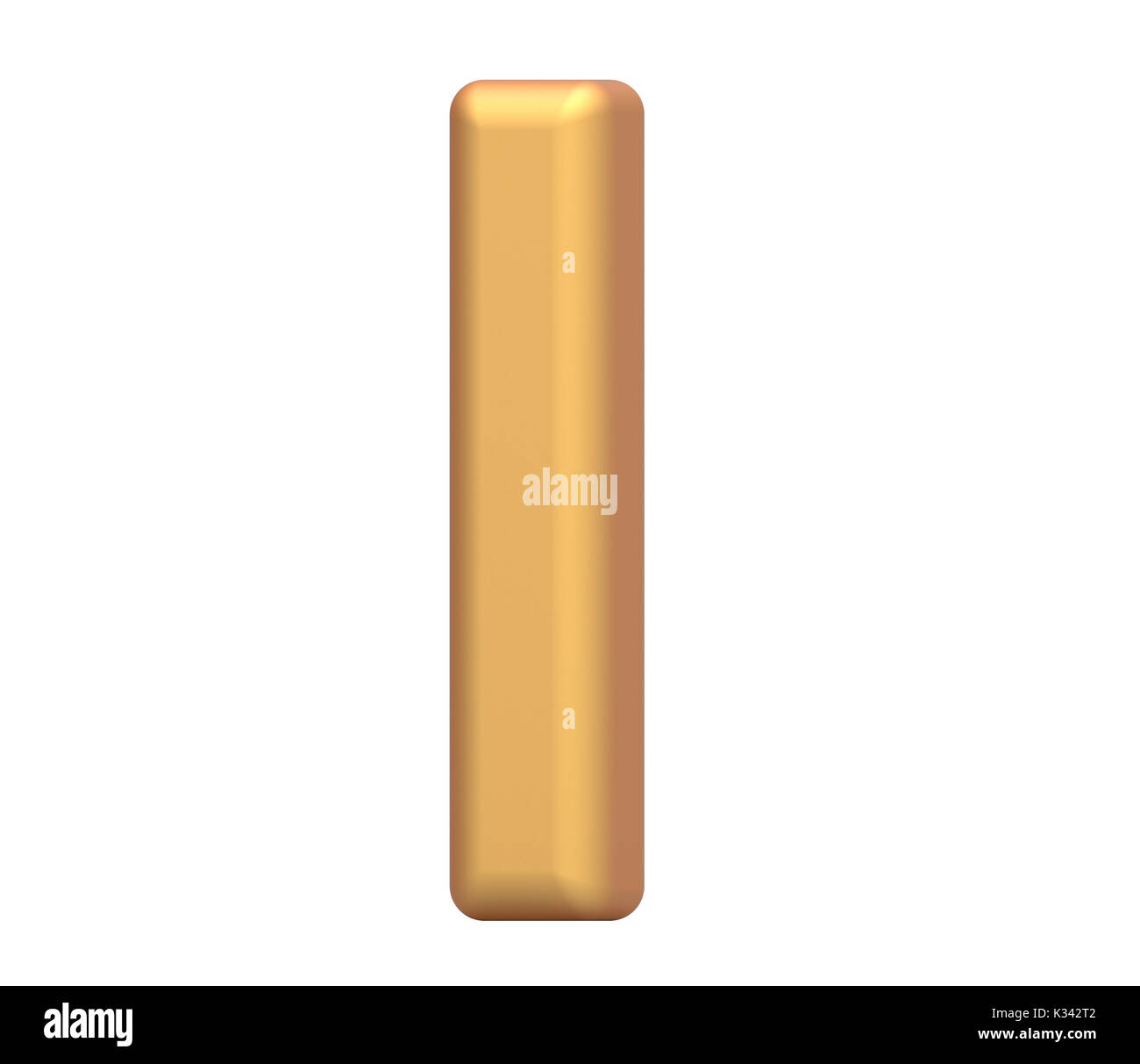 golden letter I, 3D rendering thin and tall alphabet in matte golden ...