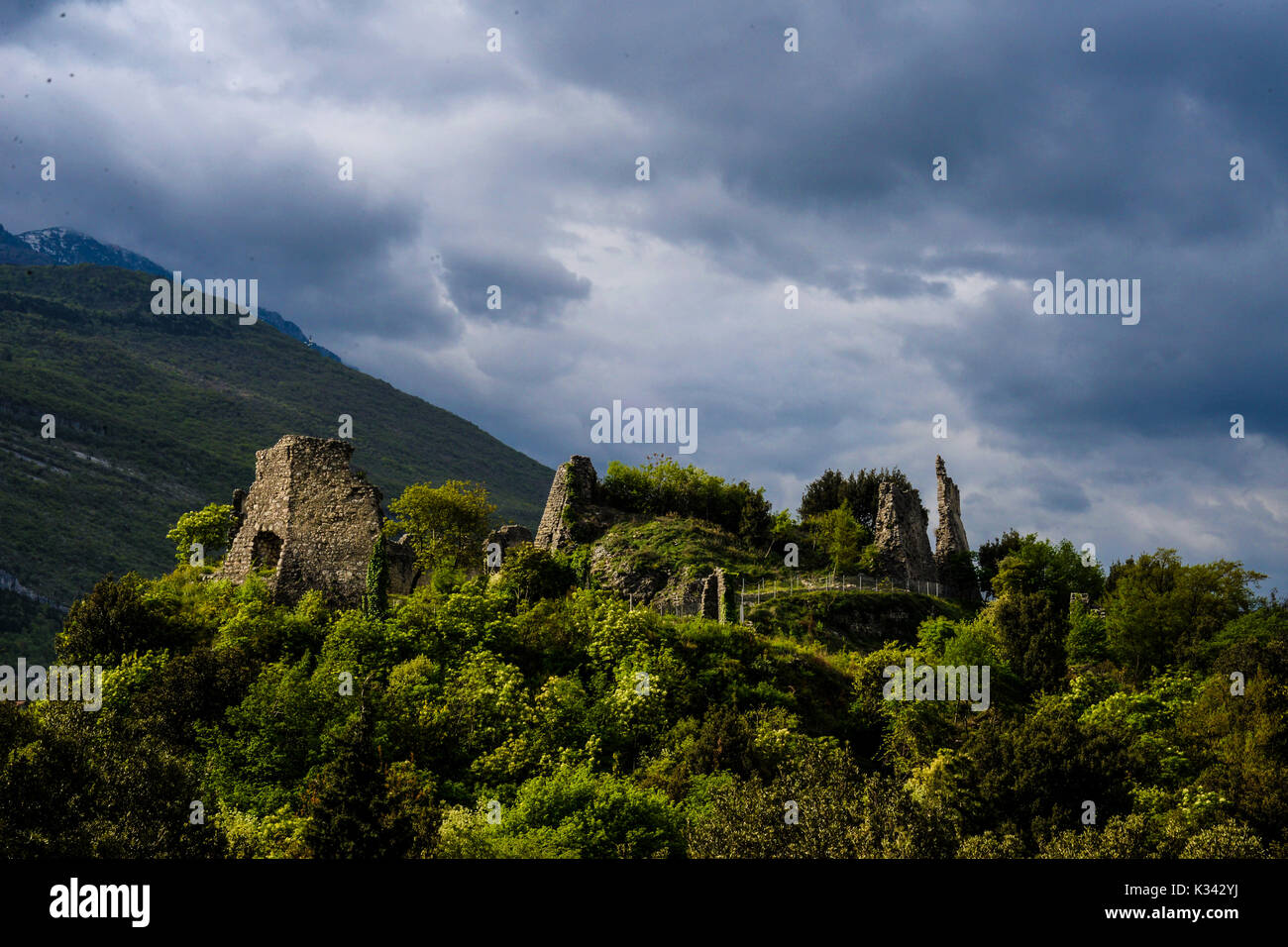 The ruins of Nago Castle - Italy Stock Photo - Alamy