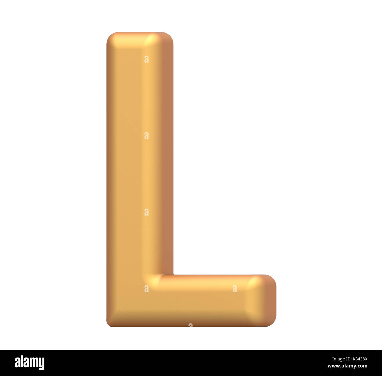 golden letter L, 3D rendering thin and tall alphabet in matte golden ...