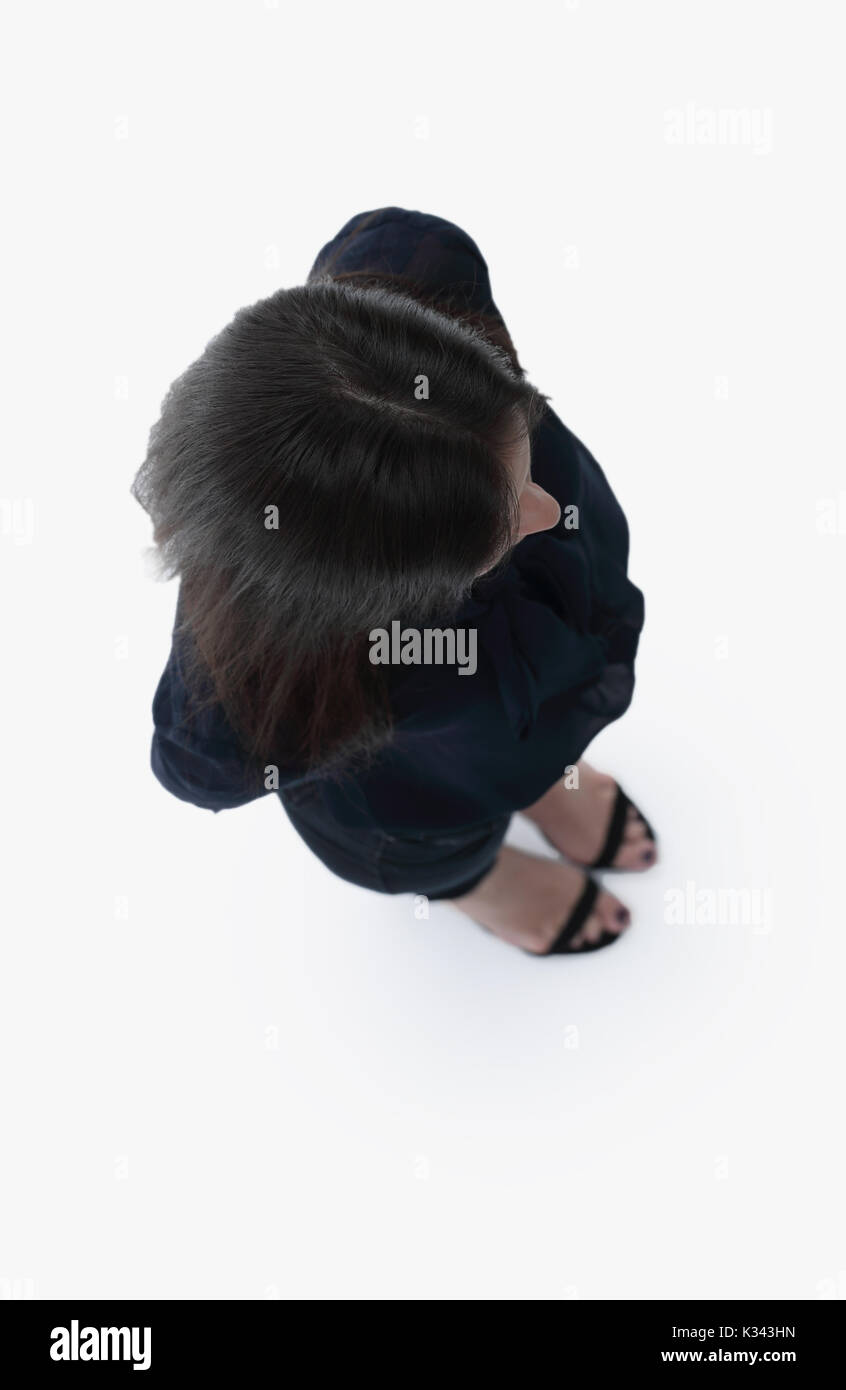 view from above. modern young business woman looking up Stock Photo - Alamy