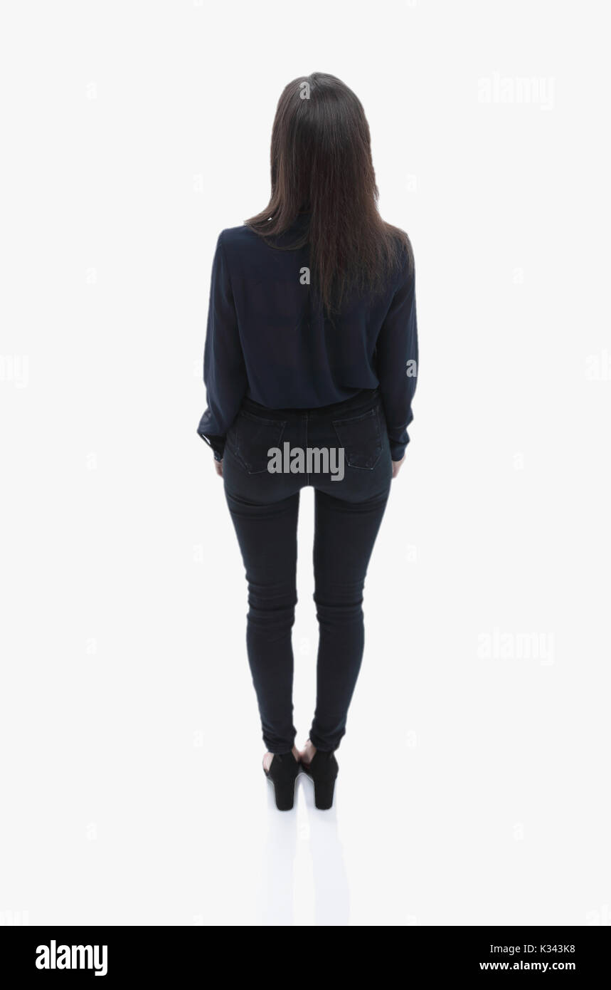 back view. Modern young business woman Stock Photo - Alamy