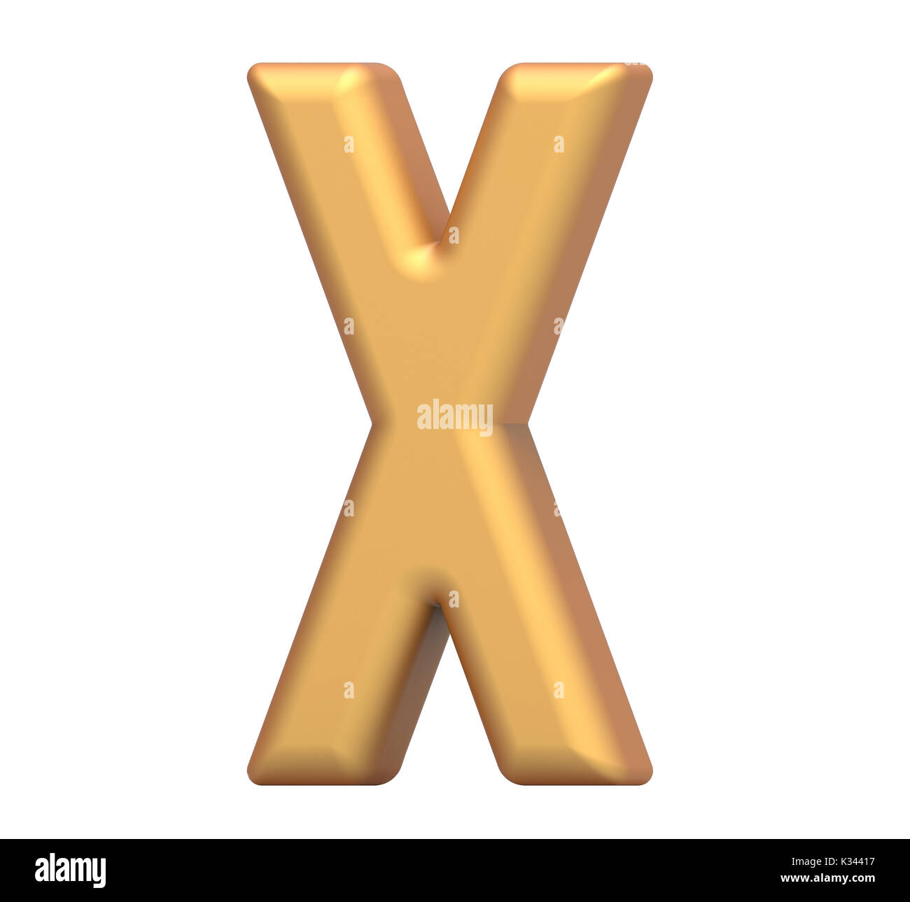 golden letter X, 3D rendering thin and tall alphabet in matte golden ...