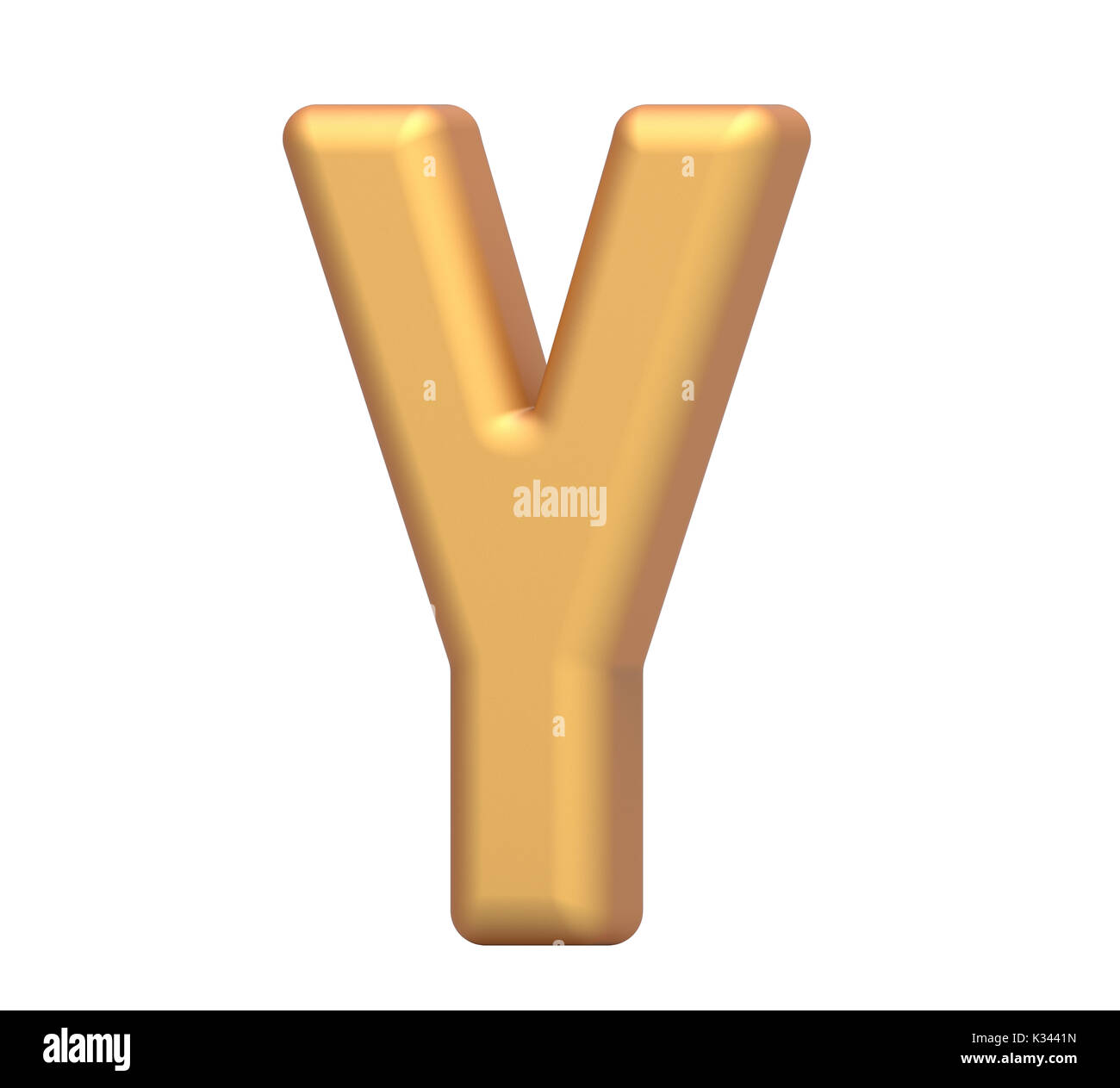 golden letter Y, 3D rendering thin and tall alphabet in matte golden ...