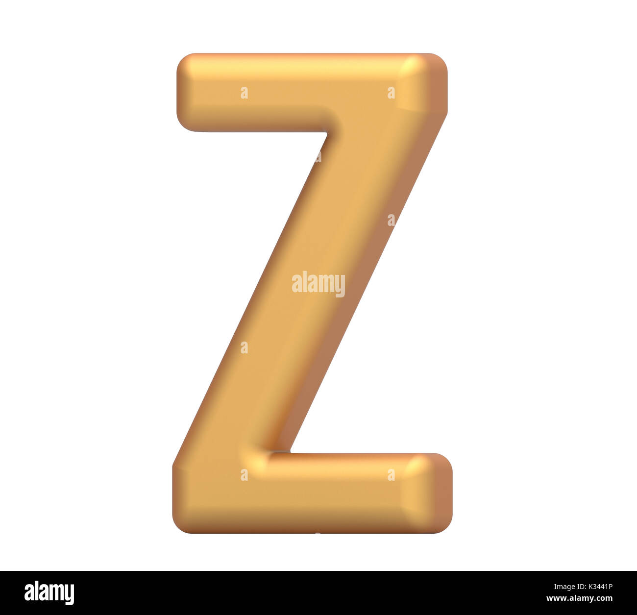 golden letter Z, 3D rendering thin and tall alphabet in matte golden ...