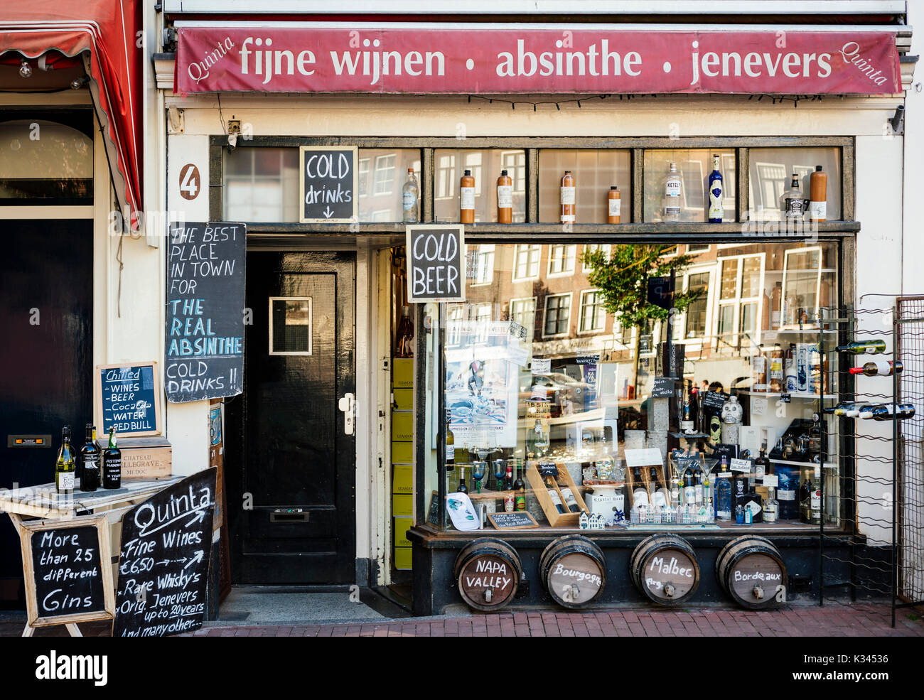 Exterior of liquor shop, Jordaan District, Amsterdam, Netherlands Stock ...