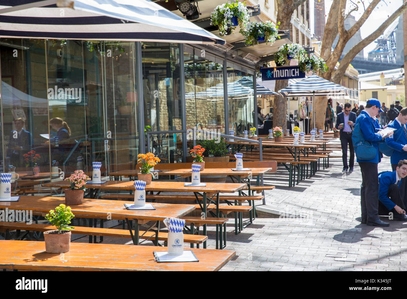 The Munich German Lowenbrau pub bar on Playfair street in the Rocks ...