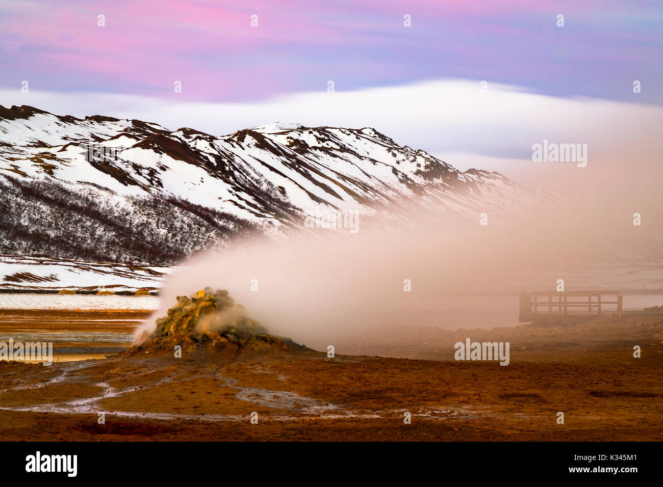 Steaming Fumaroles At Hverarönd, Near Myvatn, Iceland Stock Photo - Alamy