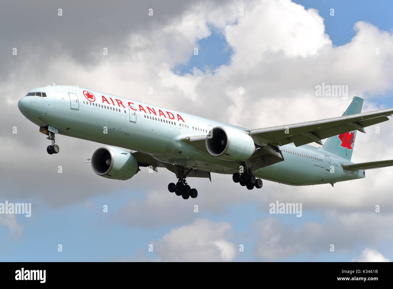Air Canada Boeing 777 C-FNNU landing at London Heathrow Airport, UK ...