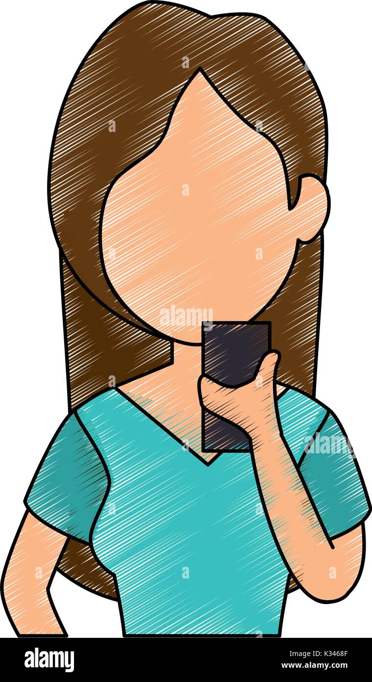 Beautiful cheerful girl smartphone Stock Vector Images - Alamy