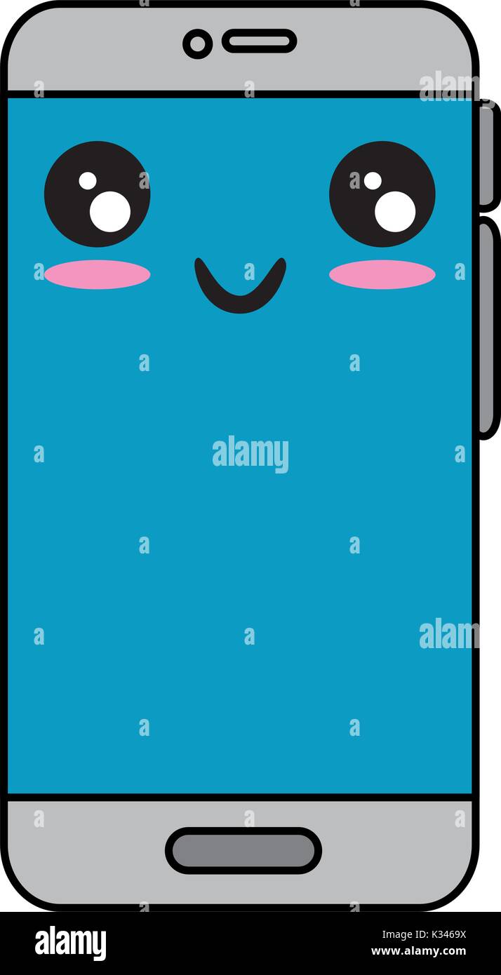smartphone device kawaii character Stock Vector Image & Art - Alamy