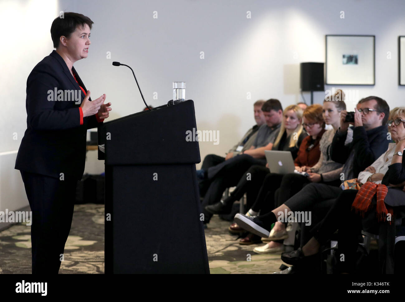 Scottish Conservative party leader Ruth Davidson delivers a speech to ...