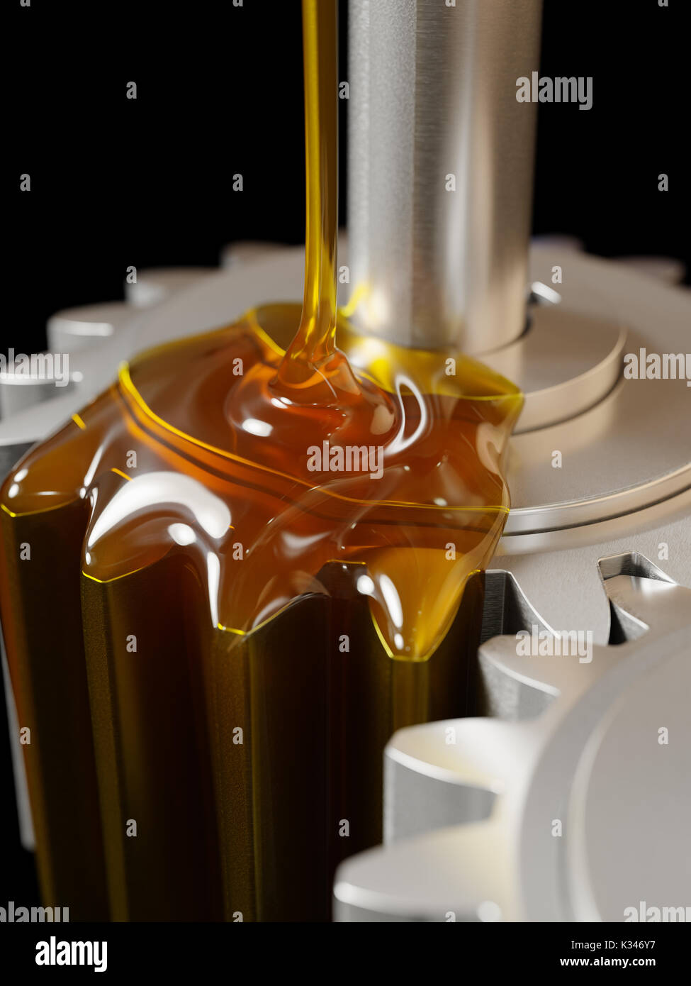 Pouring Lube on Gearwheels Closeup 3d Illustration Stock Photo - Alamy