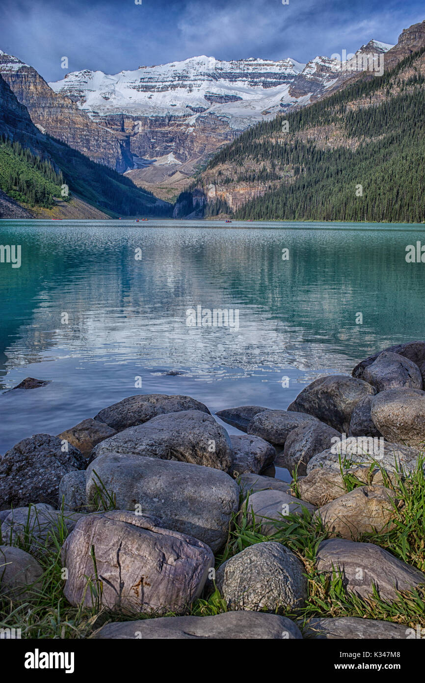 Landscape of beautiful Lake Louise and mountains in Alberta, Canada ...
