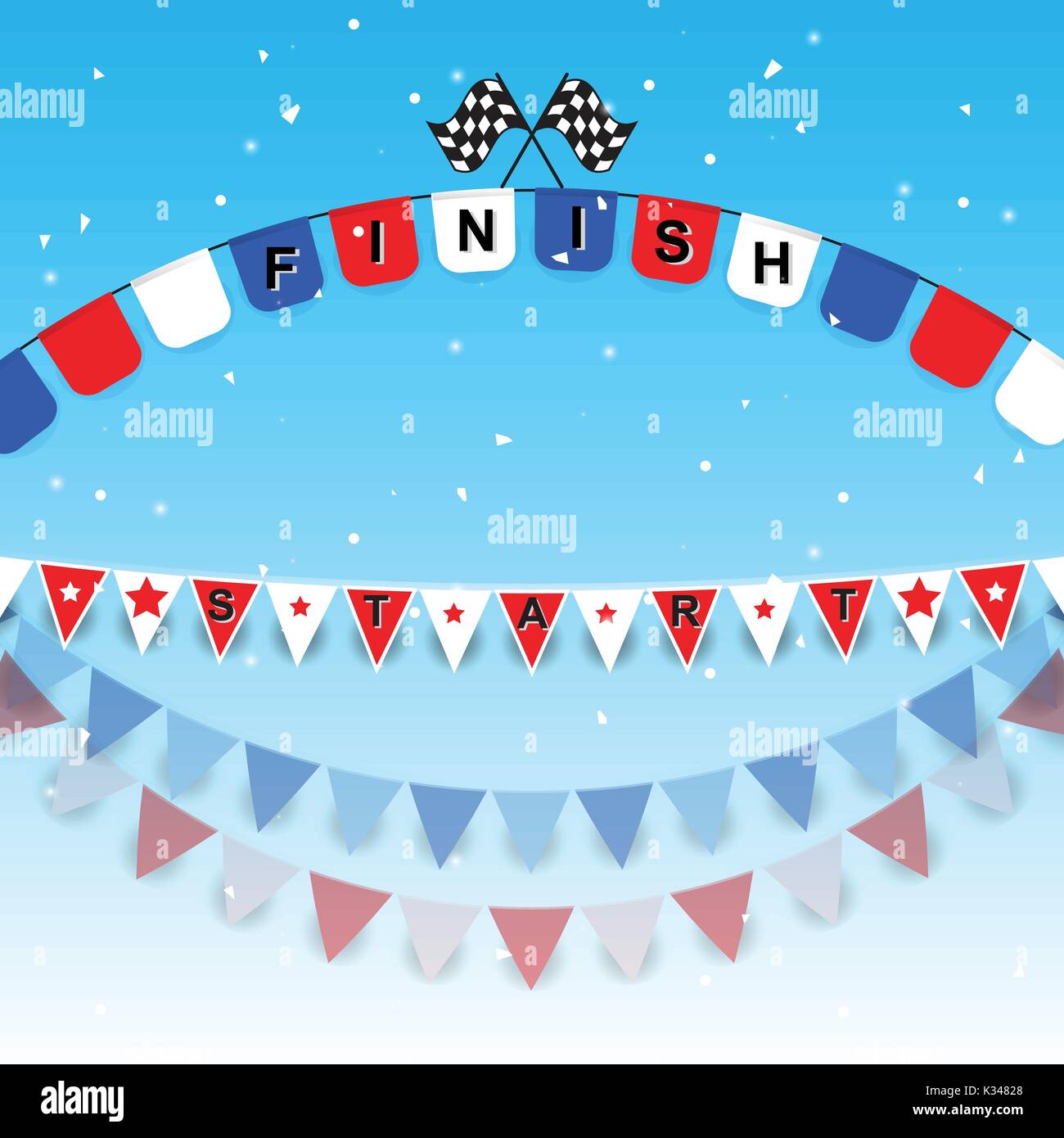 Finish and start flags with confetti, stock vector Stock Vector Image ...