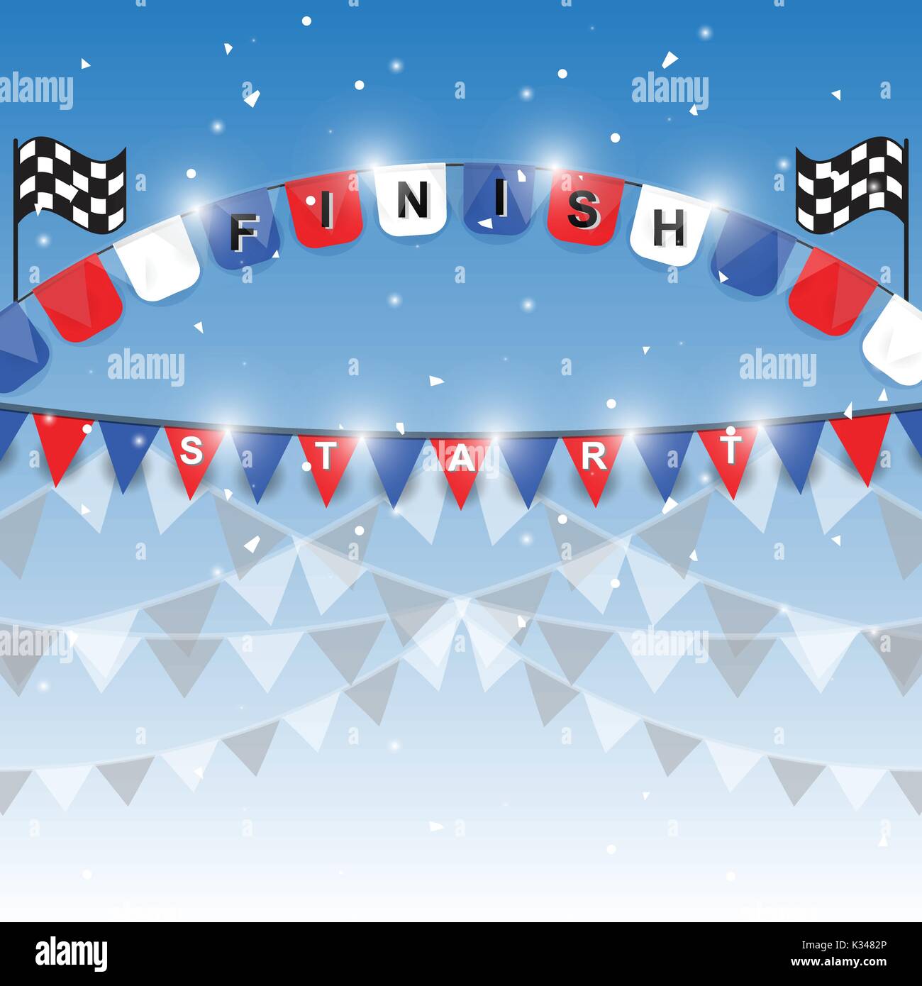 Finish and start flags on blue background, stock vector Stock Vector ...
