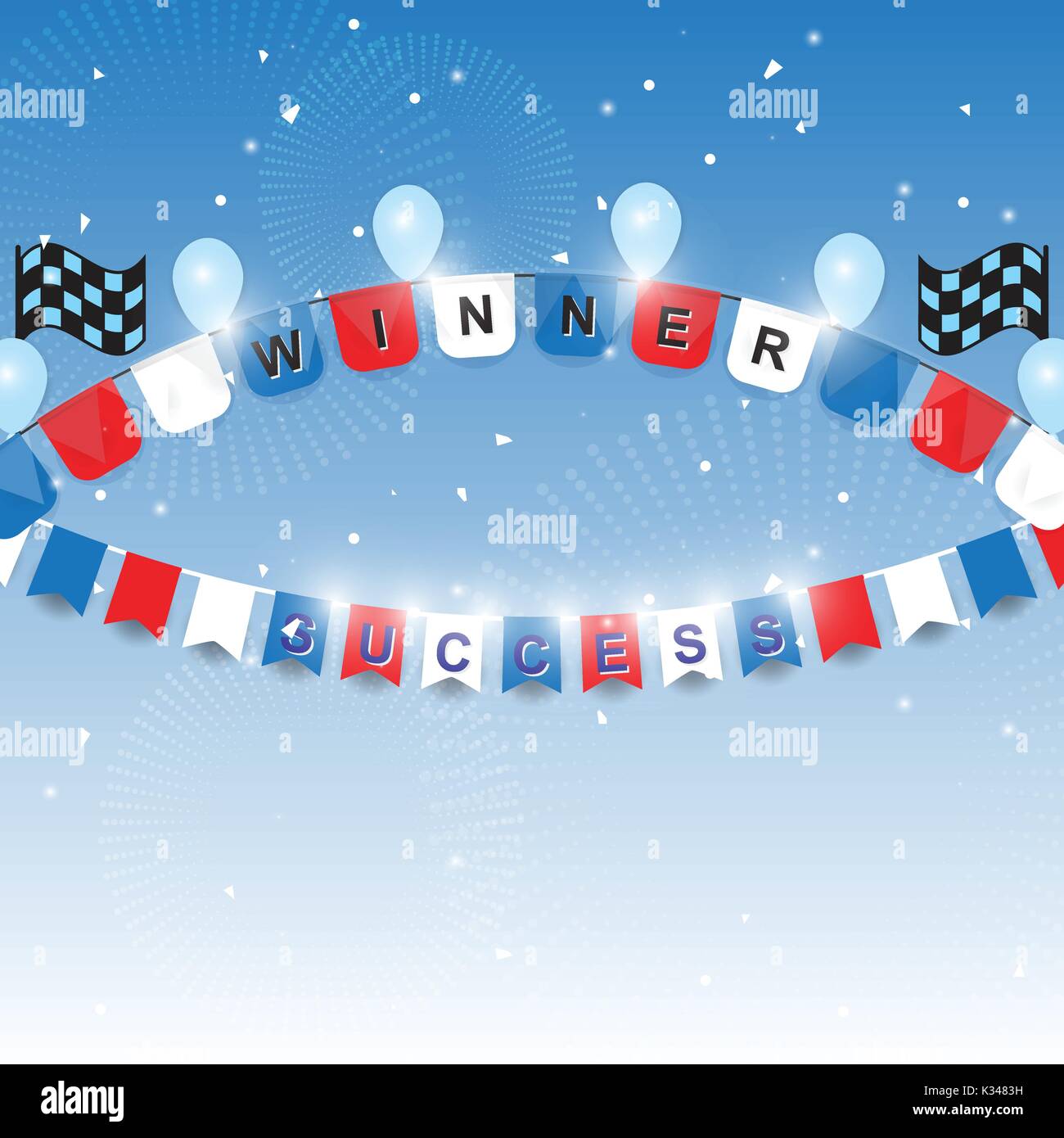 Winner and success flags with confetti, stock vector Stock Vector Image ...