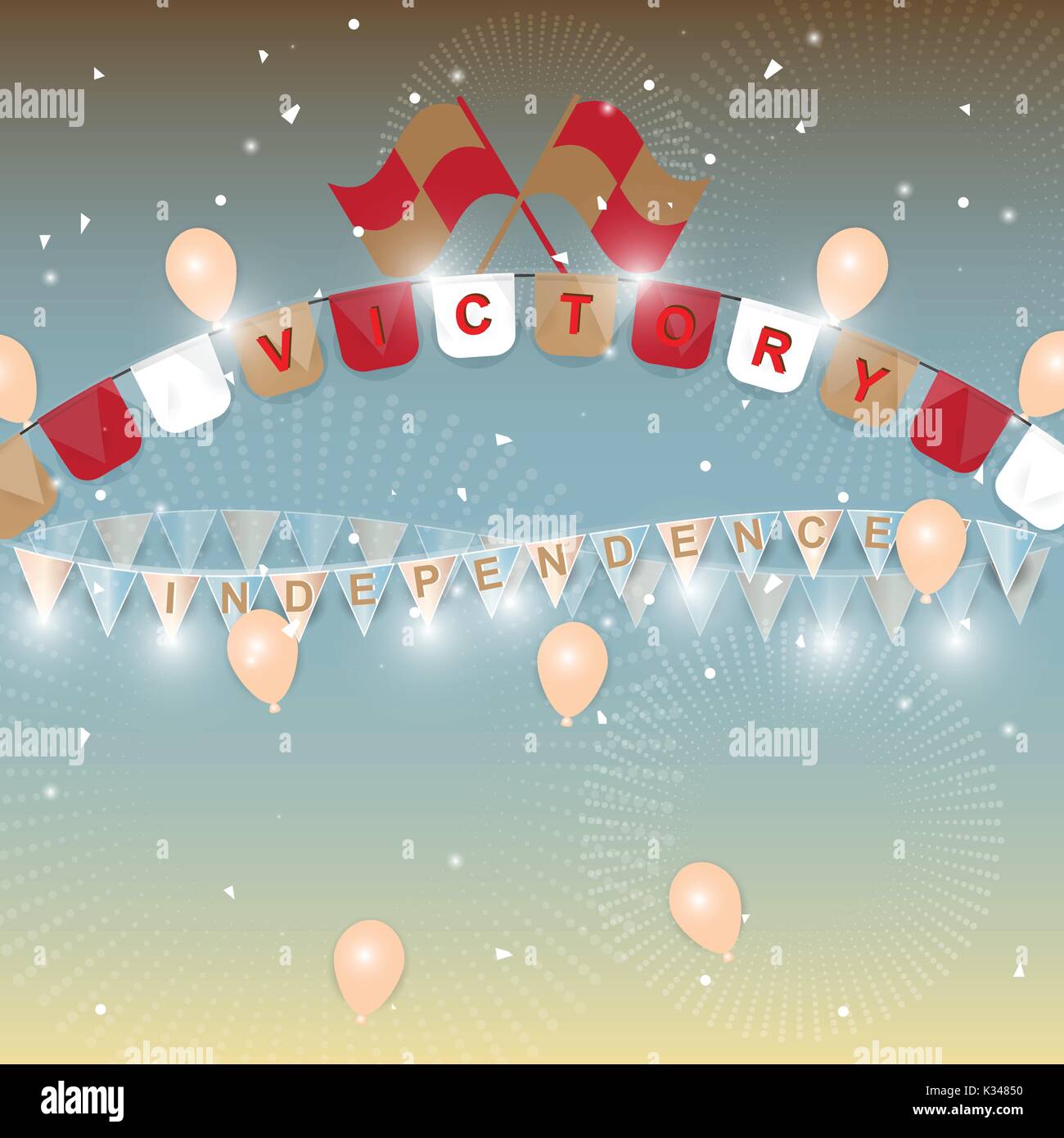 Victory and independence flags on vintage background, stock vector ...