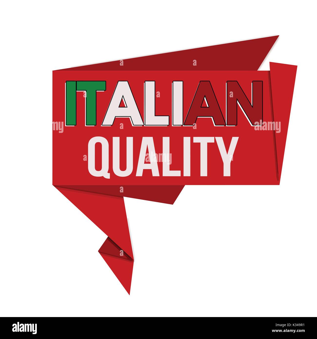 Italian quality grunge origami speech bubble on white background ...