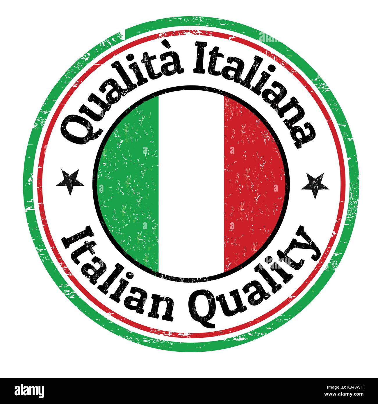 Italian quality grunge rubber stamp on white background, vector ...