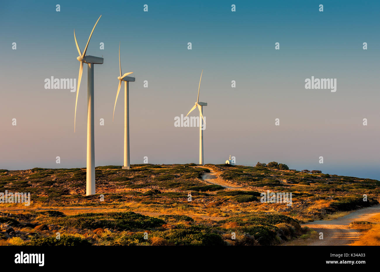 Wind Turbines on the island of Crete, Greece Stock Photo - Alamy
