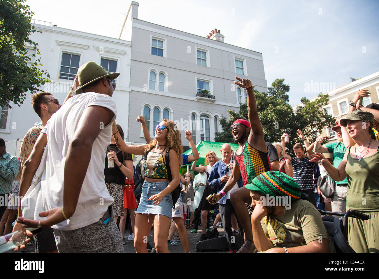 London, UK. 28th August, 2017. Revellers enjoy the Jah Observer sound ...