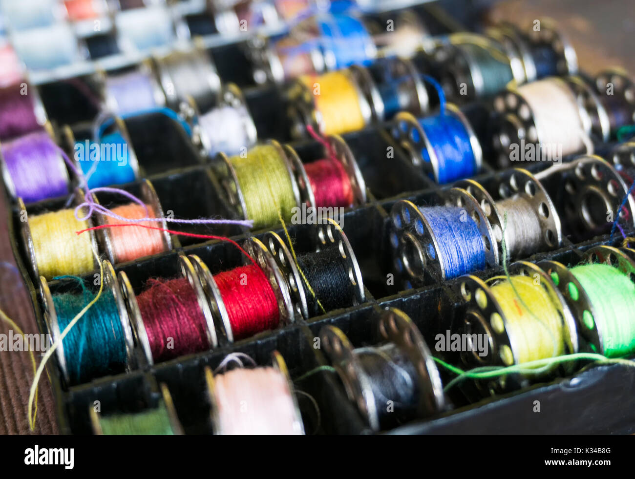 Selective focus bobbin threads hi-res stock photography and images - Alamy