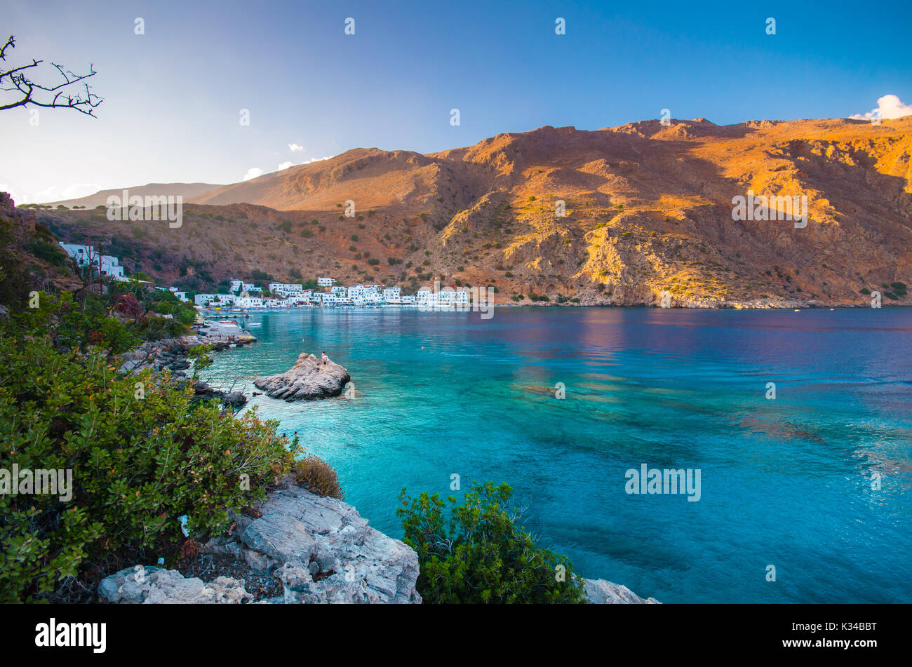 The small traditional village of Chora Sfakion, Sfakia, Chania, Crete ...