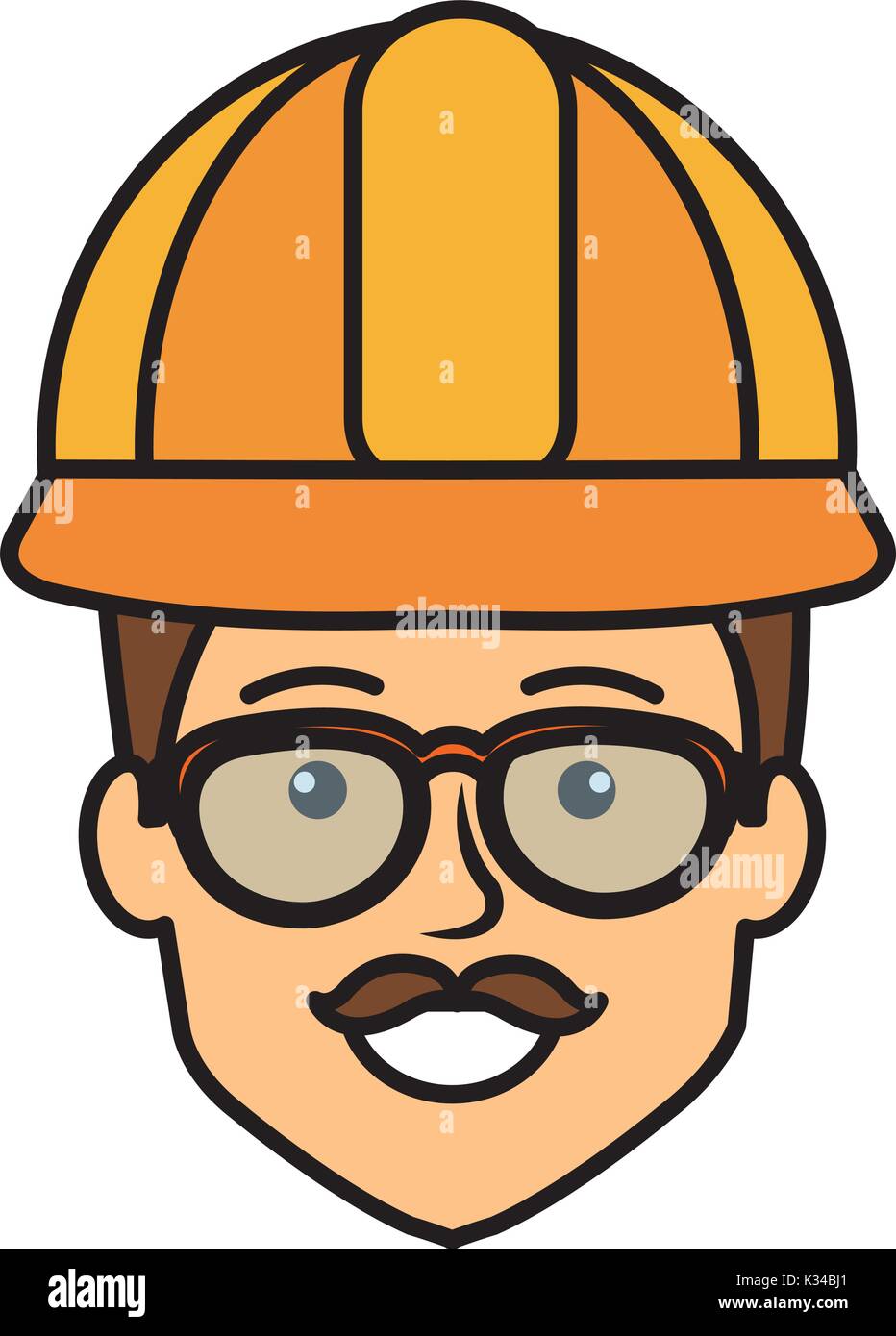 repairman builder head avatar character vector illustration design ...