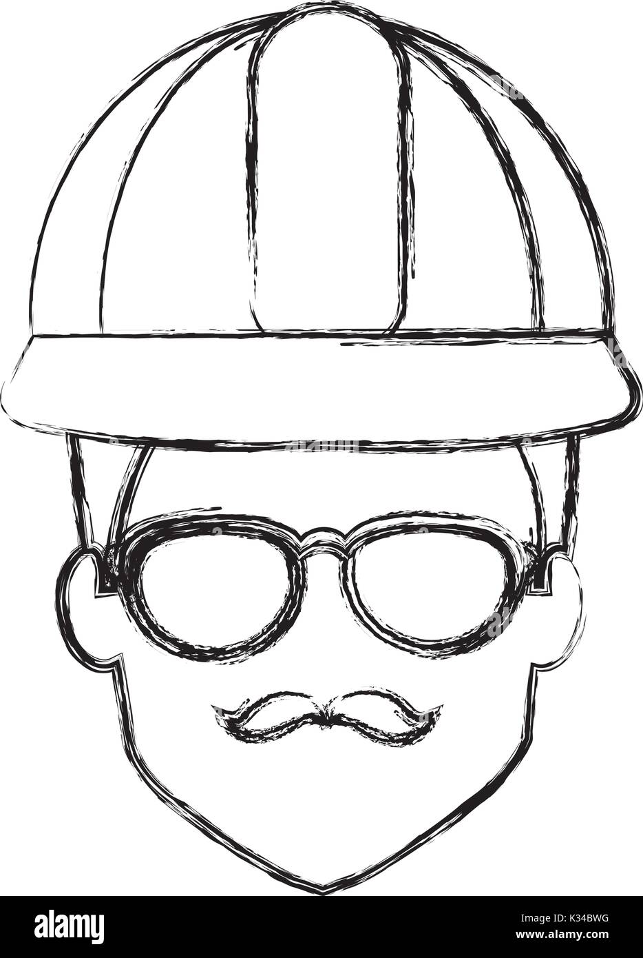 repairman builder head avatar character vector illustration design ...